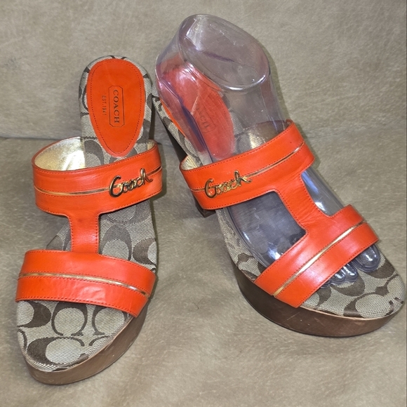 Coach | Shoes | Coach Vintage Platforms Wooden Heel Burnt Orange Size ...
